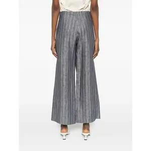 Max Mara Pinstripe Straight Leg Trousers - Blue