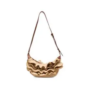 Zimmermann ZIMMERMANN Woven Raffia Shoulder Bag With Ruffled Detailing Cream