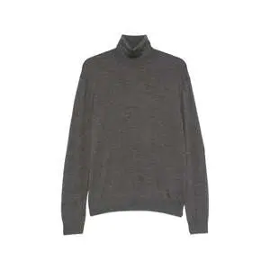 Malo MALO Grey Virgin Wool Roll Neck Sweater Gray