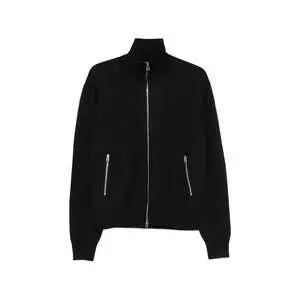 TOM FORD Waffle Knit Cardigan With Leather Elbow Patches - Black