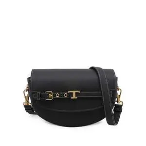TOD'S TOD'S Black Leather T Timeless Satchel Bag Black
