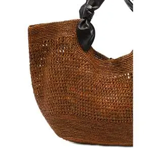 Hereu Ebony Woven Tote Bag With Knotted Detail