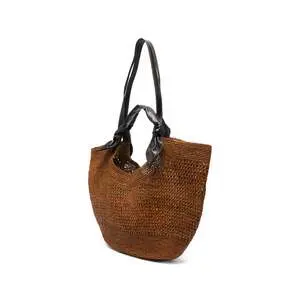 Hereu Ebony Woven Tote Bag With Knotted Detail