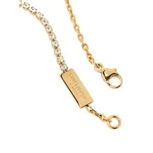 Saint Laurent Tone Crystal Chain-link Bracelet With Signature Logo