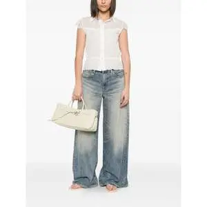 ERMANO SCERVINO Ermanno Scervino Lace-trimmed Cotton Blend Blouse