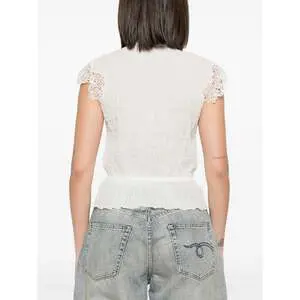 ERMANO SCERVINO Ermanno Scervino Lace-trimmed Cotton Blend Blouse