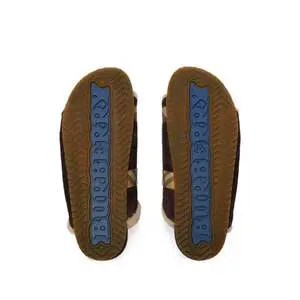 Burberry Embossed Check Shearling Lined Suede Sandals - Brown