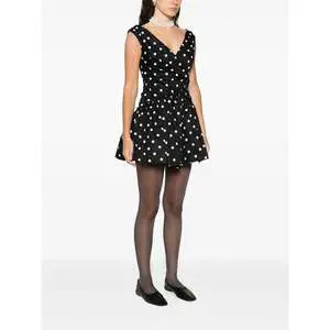 SELF-PORTRAIT Polka Dot V-neck Sleeveless Dress