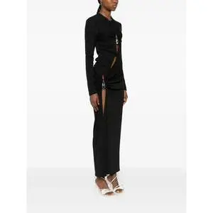 Christopher Esber Long Sleeve Twist Front Pendant Detail Gown