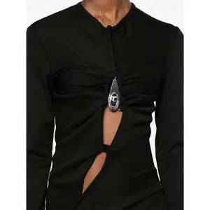 Christopher Esber Long Sleeve Twist Front Pendant Detail Gown