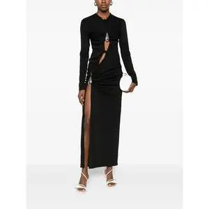Christopher Esber Long Sleeve Twist Front Pendant Detail Gown