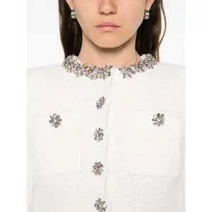 SELF-PORTRAIT Embellished Jewel Neckline Long Sleeve Dress