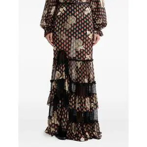 Etro And Multicolour Roses Motif Tiered Maxi Skirt