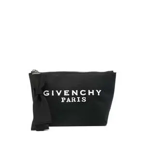 Givenchy Logo Lettering Bow Detail Clutch Bag - Black