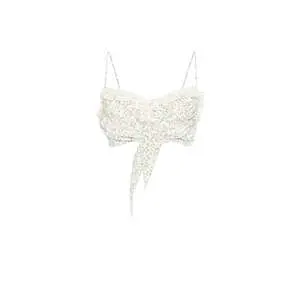 ERMANO SCERVINO Ermanno Scervino Floral Print Silk Blend Cropped Top - Cream