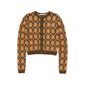 Acne Studios ACNE STUDIOS Argyle Knit Cardigan Brown