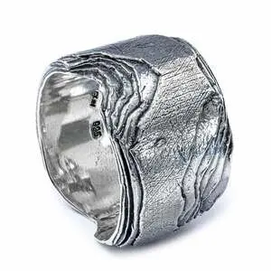 GERMAN KABIRSKI Inari Oxidized Sterling Wide Layered Ring - Silver