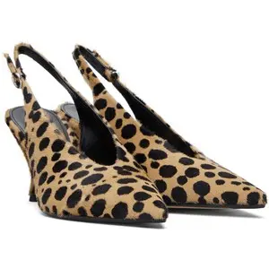 AeydĒ Carla Leopard Print Slingback Pumps - Beige/black