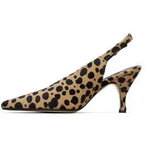 AeydĒ Carla Leopard Print Slingback Pumps - Beige/black