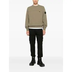 Stone Island Crew Neck Sweatshirt With Chest Pocket - Green