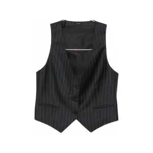 TOM FORD V-neck Pinstripe Wool And Mohair Vest