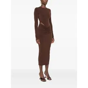 Andamane The Attico Ruched Detailing Cut-out Dress - Brown