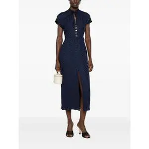 Alessandra Rich Navy Star Jacquard Dress