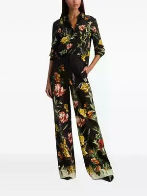 Alice + Olivia Dylan Floral Print Wide-leg Trousers