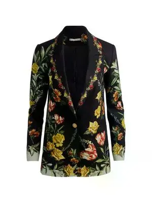 Alice + Olivia Floral-print Notched Lapel Blazer
