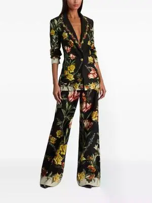 Alice + Olivia Floral-print Notched Lapel Blazer