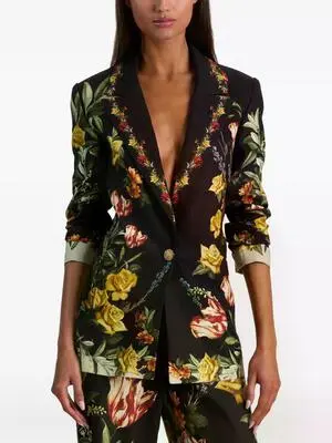 Alice + Olivia Floral-print Notched Lapel Blazer