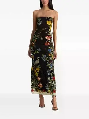 Alice + Olivia Delora Strapless Floral Midi Dress