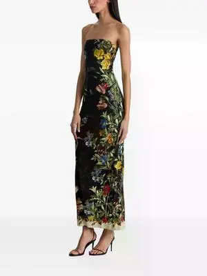 Alice + Olivia Delora Strapless Floral Midi Dress