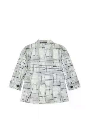 Emporio Armani Check Print Mandarin Collar Shirt