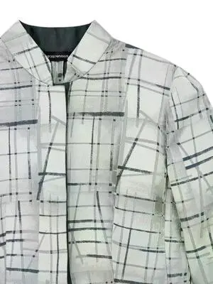 Emporio Armani Check Print Mandarin Collar Shirt