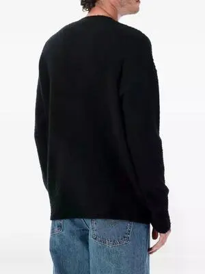 ROBERTO COLLINA Bouclé Crew Neck Sweater - Black