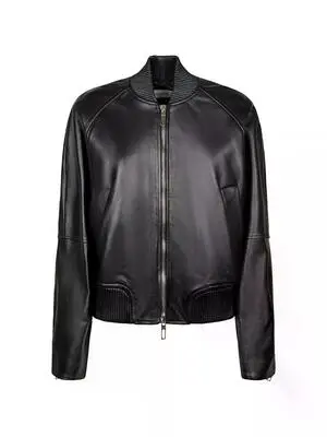 Sportmax Zip-up Leather Jacket - Black