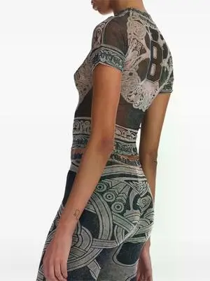 Ottolinger Graphic Print Sheer Cropped T-shirt