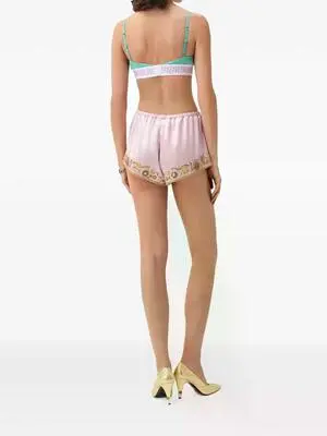 Versace Embroidered Silk Cady Satin Shorts