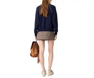 Maje Contrast Trim Zippered Cardigan