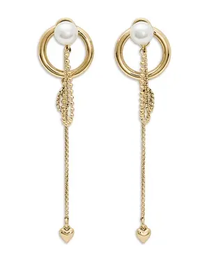 Kate Spade New York Chain Reaction Imitation Pearl & Chain Front To Back Earrings - Cream