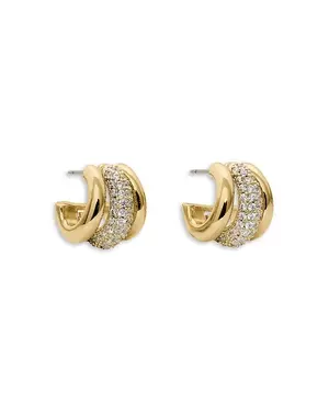 Kate Spade New York Tiny Twinkles Pave Triple Row Huggie Hoop Earrings - Clear/gold