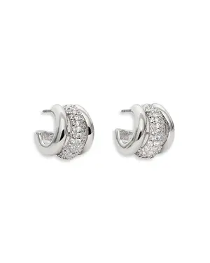 Kate Spade New York Tiny Twinkles Pave Triple Row Huggie Hoop Earrings - Clear/silver