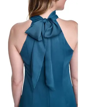 Eliza J Halter Cascade Ruffle Midi Dress - Teal
