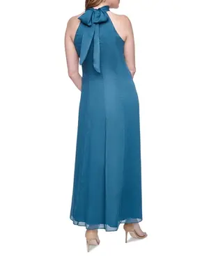 Eliza J Halter Cascade Ruffle Midi Dress - Teal