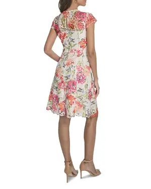 Eliza J Cap Sleeve Lace A-line Dress
