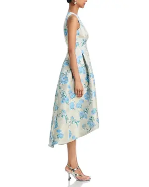 Eliza J Floral V-neck High-low Dress
