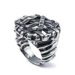 GERMAN KABIRSKI Chainmail Sterling Ring With Cold, Machined Metal Effect - Silver