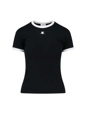 COURREGES Cotton T-shirt - Black