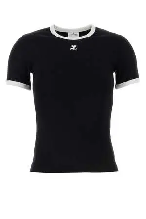 COURREGES Cotton T-shirt With Contrast Trim